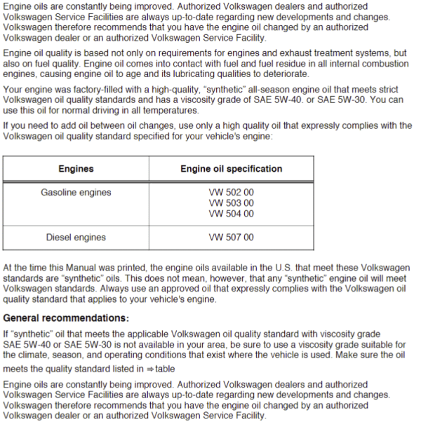 2016 VW Jetta 1.4 TSI Oil Type | EnginesWork