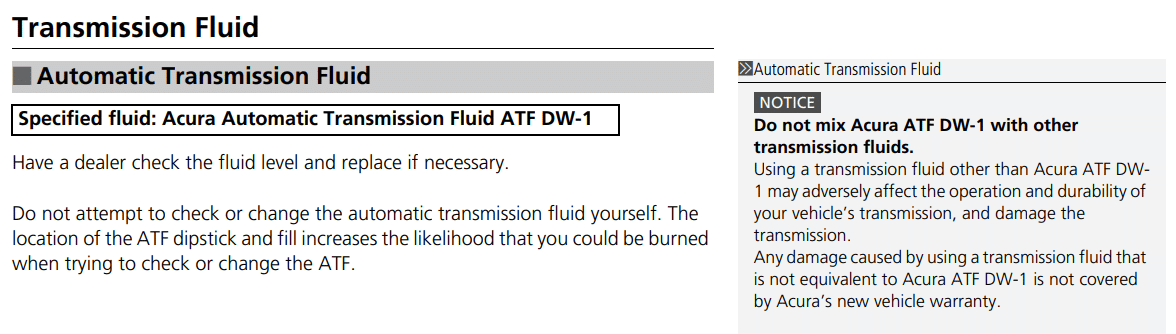 Acura RLX Transmission Fluid Capacity | EnginesWork
